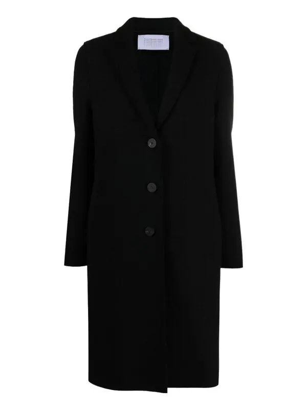 Harris Wharf London Single-breasted Boiled Wool Coat - Black