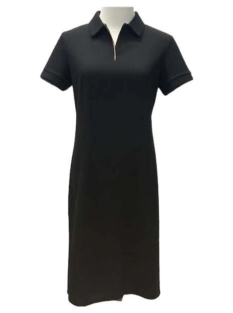 Burberry Check Trim Cotton Polo Shirt Dress - Black