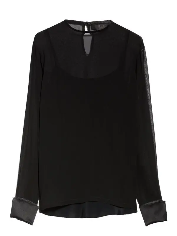 Max Mara Layered Chiffon Blouse With Satin Cuffs - Black