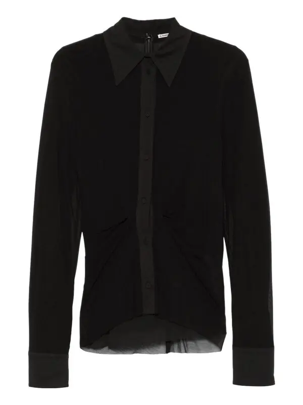 JIL SANDER Crepe Shirt With Buckle Cuffs - Black