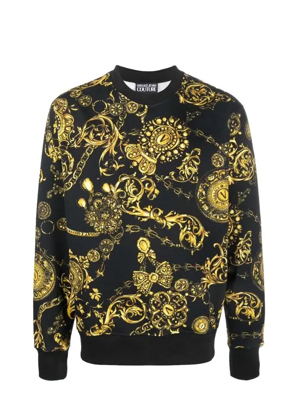 Versace Baroque Print Crewneck Sweatshirt - Black