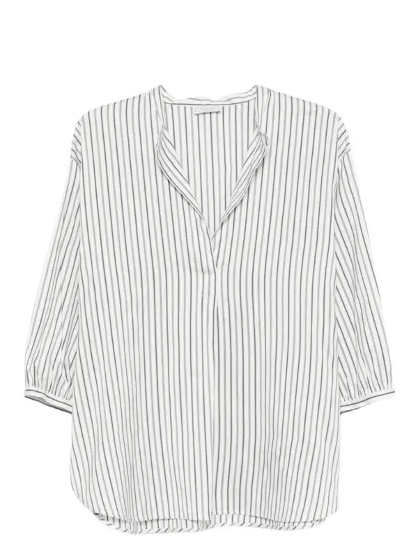 Peserico Striped Cotton Blouse - White