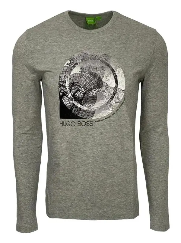 Hugo Boss T-shirt With Round Neck And Long Sleeves - Gray