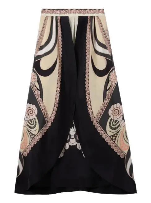 La DoubleJ Floral-print Midi Skirt - Black