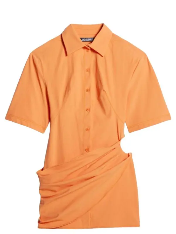 Jacquemus Draped Cut-out Shirt Dress - Orange