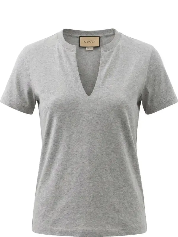 Gucci Split Neck Short-sleeved T-shirt - Gray