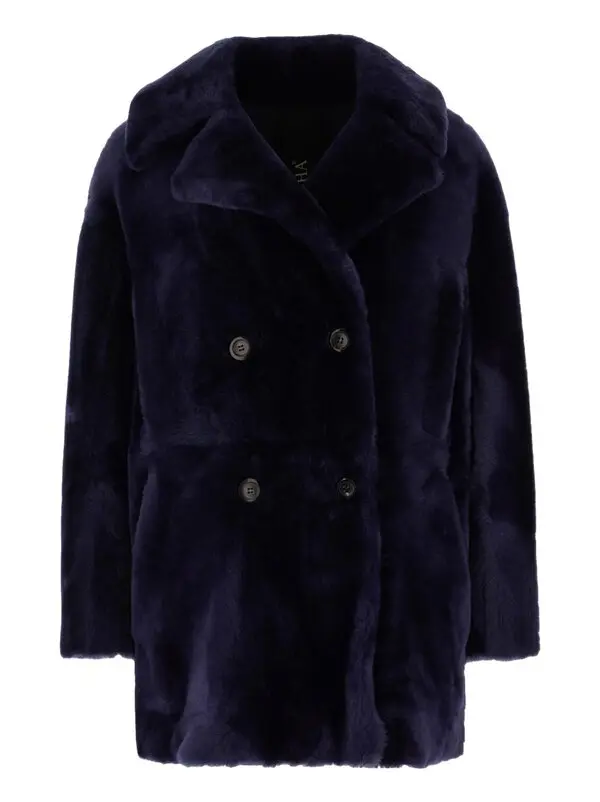BLANCHA Long Sleeved Double Breasted Coat - Black