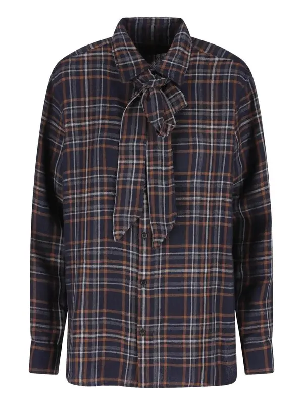Saint Laurent Cassandre Tartan Shirt - Black