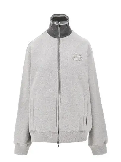 Miu Miu Zip-up Oversized Sweatshirt - Grey
