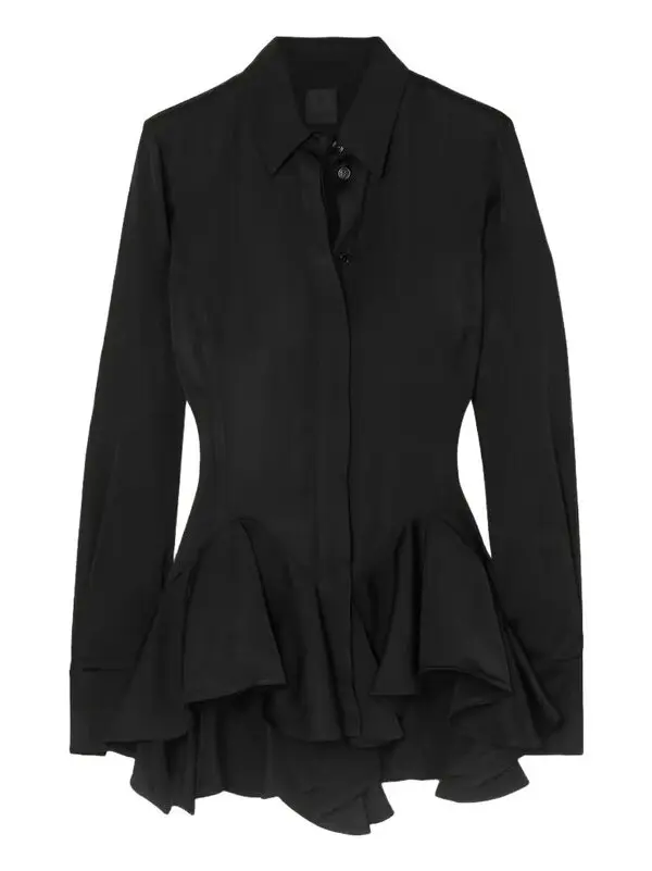 Givenchy Ruffled Satin Crepe Shirt - Black