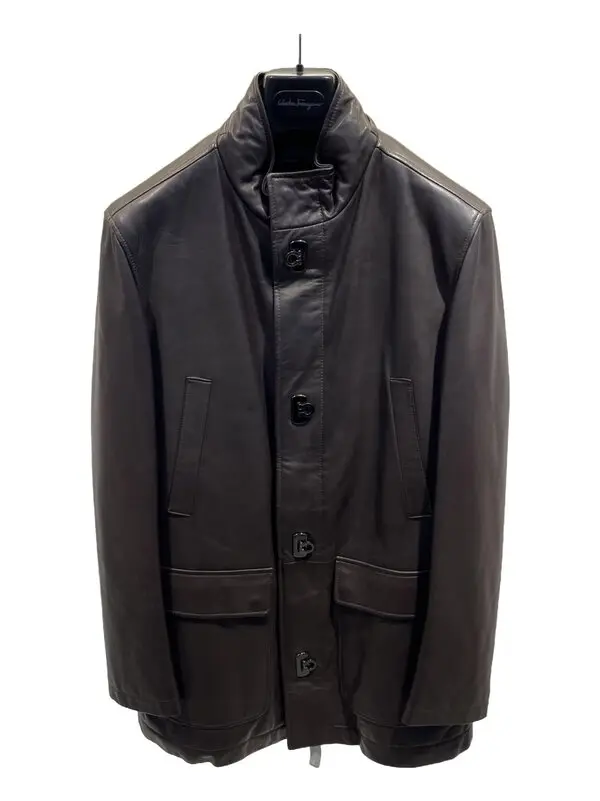 FERRAGAMO Long-sleeved Cotton-padded Jacket With Stand-up Collar - Black