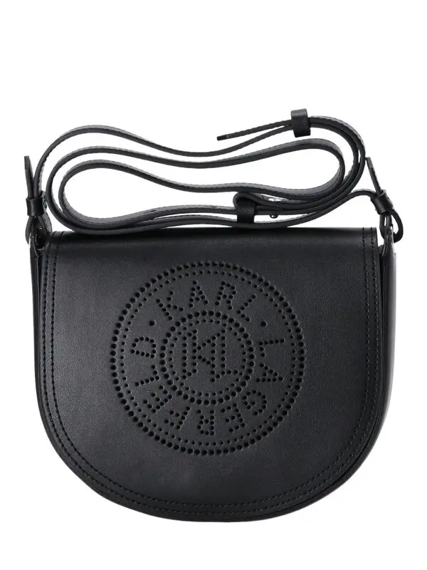 Karl Lagerfeld Logo Detailed Foldover Crossbody Bag - Black