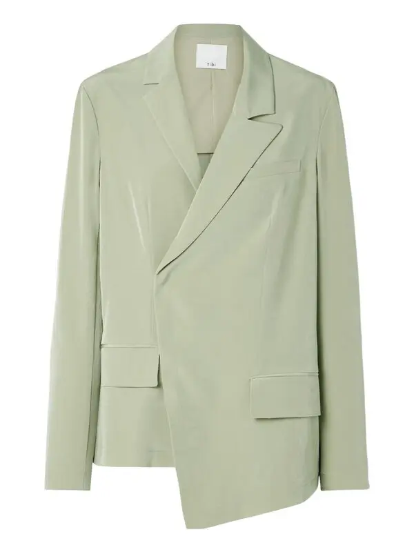 Tibi Asymmetrical Crepe De Chine Blazer - Nude