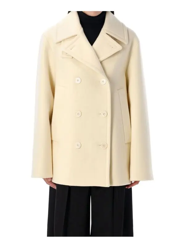 JIL SANDER Double-breasted Relaxed Fit Coat - Nude