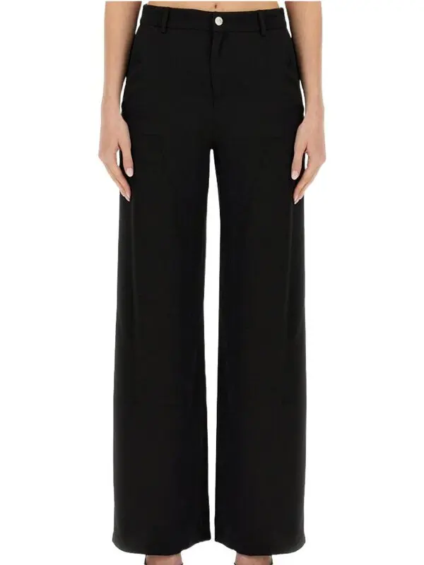 Moschino Wide-legged Button Detail Casual Trousers - Black