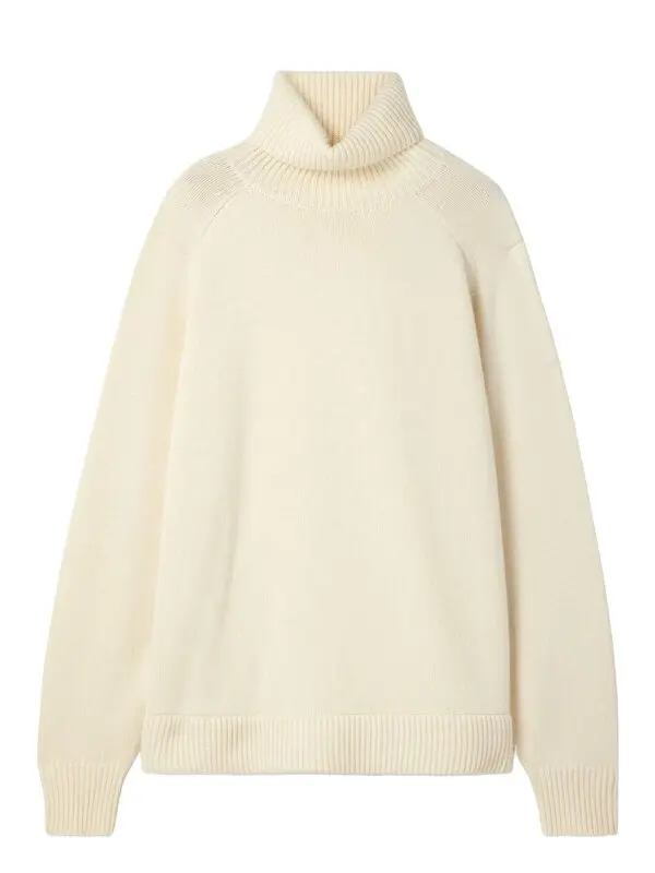 Tibi Oversized Cashmere Turtleneck Sweater - Nude