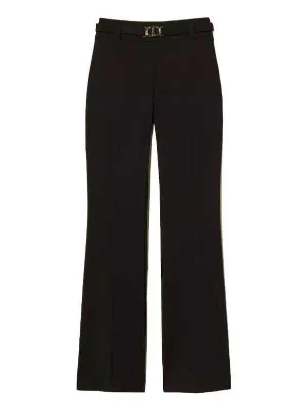 TWINSET High-waisted Flared Trousers With Side Zip - Black