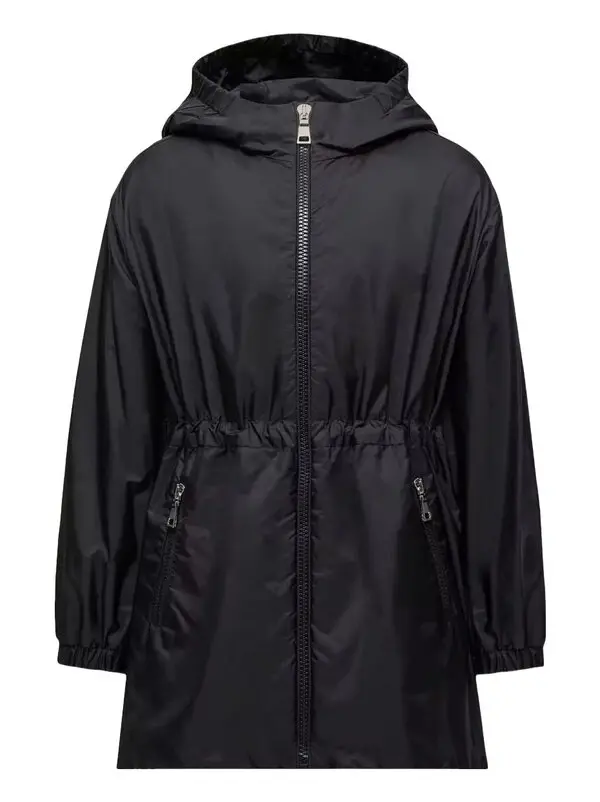 Moncler Hooded Zip-up Jacket With Drawstring Waist - Black