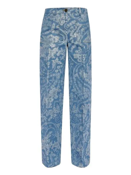 Etro Floral Printed Trousers - Blue