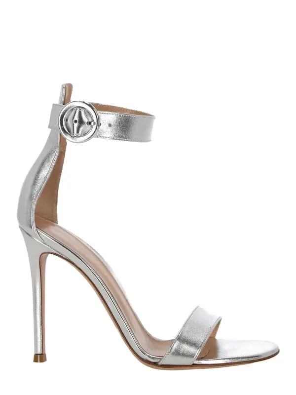 GIANVITO ROSSI Portofino Buckle Strapped Heeled Sandals - Gray