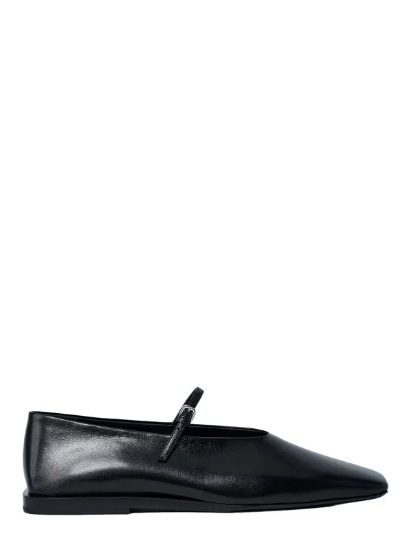 JIL SANDER Ankle Buckle Strap Flats - Black