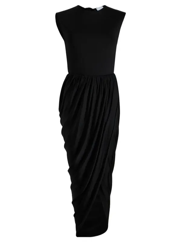 PATOU Sleeveless Midi Dress With Open Back And Draped Skirt - Black