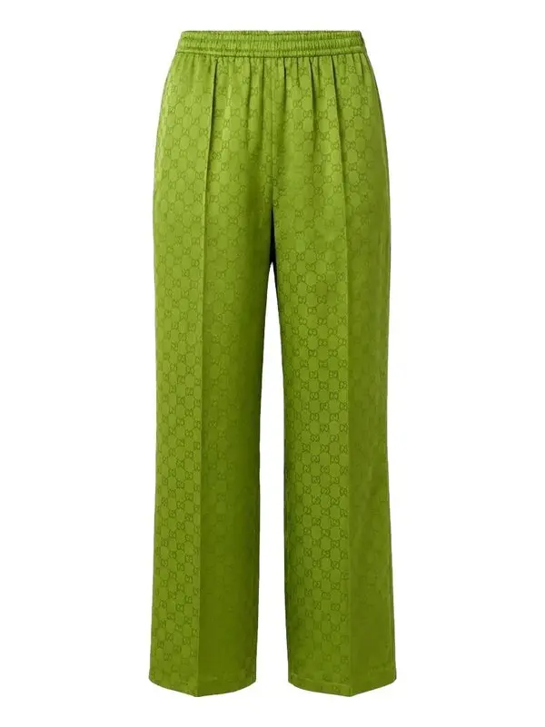 Gucci Gg Jacquard Elastic Waistband Pants - Green