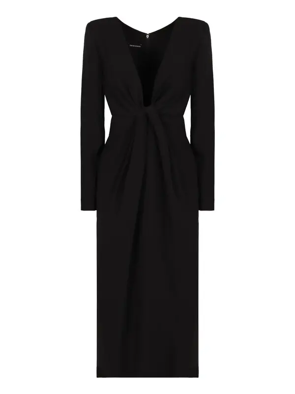 Emporio Armani V-neck Knot Detailed Dress - Black