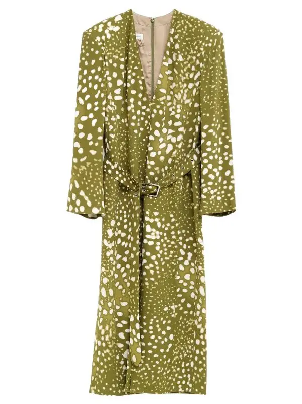 Dries Van Noten Printed Long-sleeved Dress - Green