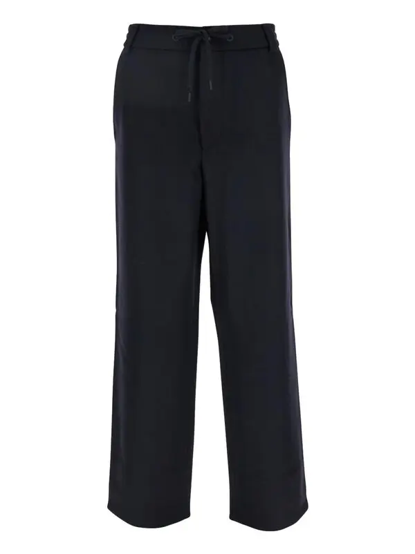 Moncler Virgin Wool Trousers With Drawcord Waist - Dark Blue