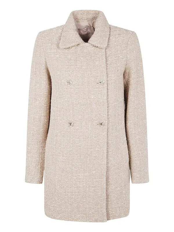 TWINSET Sequin-embellished Bouclé Coat - Nude