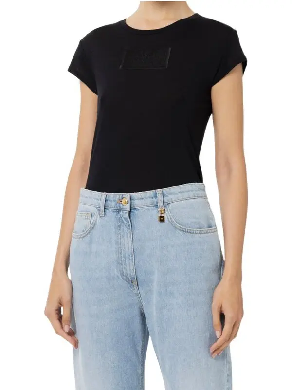 Elisabetta Franchi Embroidered Jersey T-shirt - Black