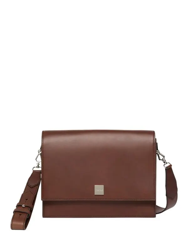 Max Mara Logo-engraved Leather Shoulder Bag - Cocoa