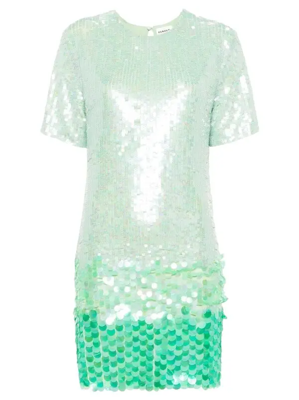 P.a.r.o.s.h Sequin Embellished Short-sleeved Mini Dress - White