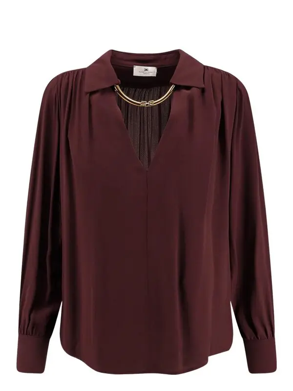 Elisabetta Franchi Jewel Embellished V-neck Blouse - Black