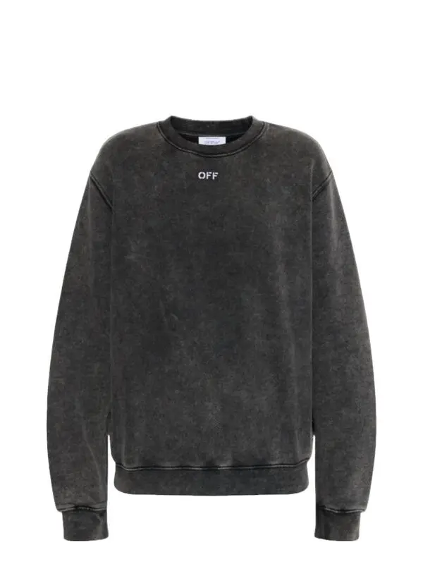 Off-White Logo Embroidered Crewneck Sweatshirt - Black
