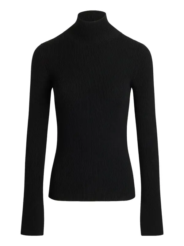 PATOU Ribbed Mock-neck Sweater With Slit Cuffs - Black