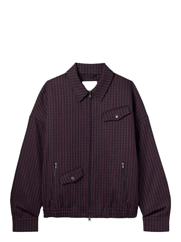 Tibi Jules Gingham Wool Bomber Jacket - Black