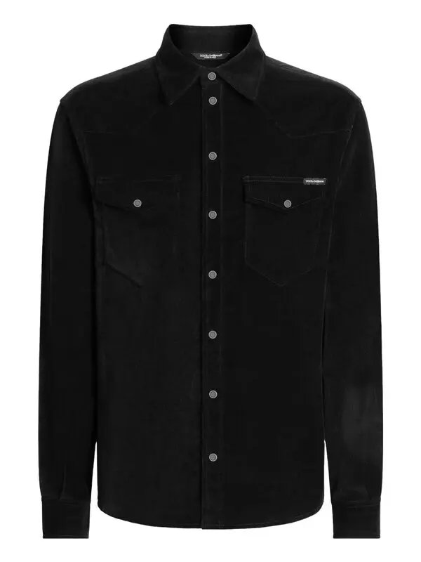 Dolce & Gabbana Dolce Gabbana Long-sleeved Corduroy Shirt - Black