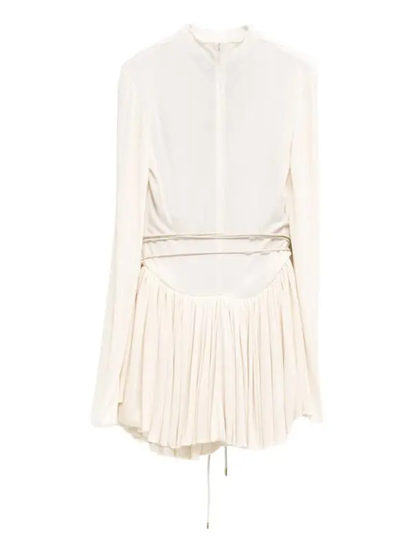 Alaïa Peplum Bodysuit With Wraparound Leather Cord Detail - White