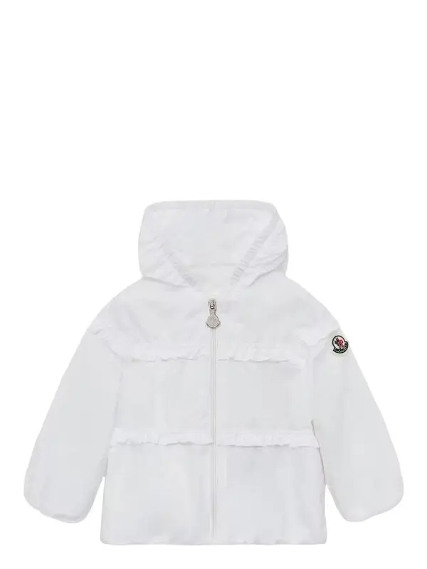 Moncler Hiti Hooded Rain Jacket With Ruffle Details - Off White