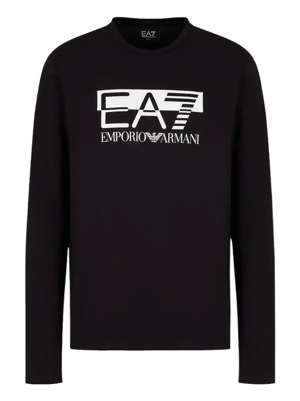 EA7 Round Collar And Long-sleeved T-shirt - Black