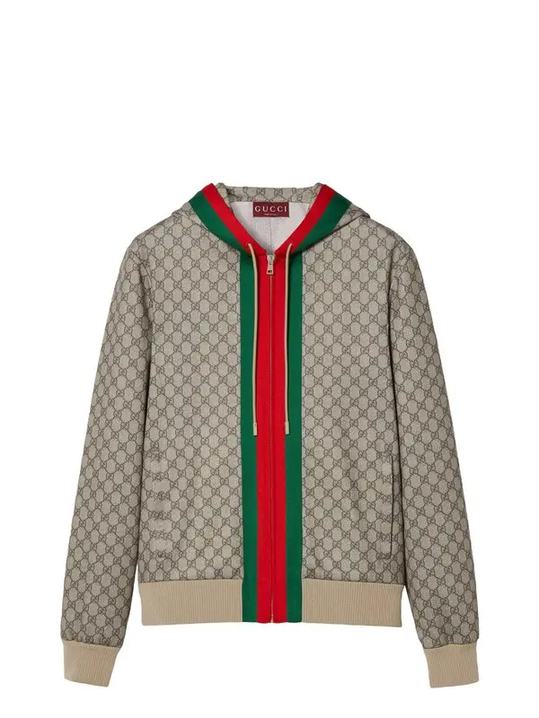 Gucci Monogrammed Zip-up Jacket - Beige/ebony