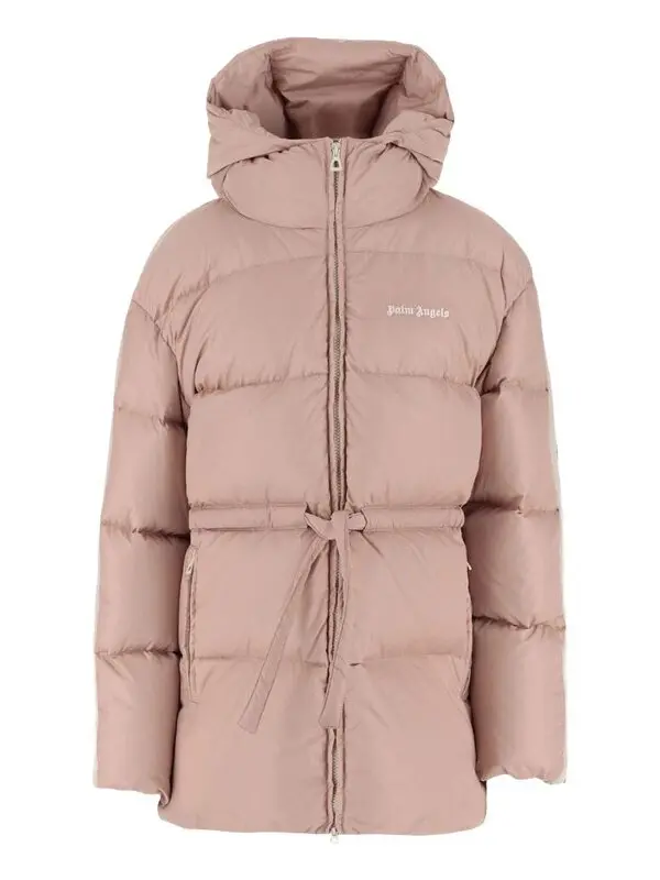 Palm Angels Logo Embroidered Down Jacket - Nude