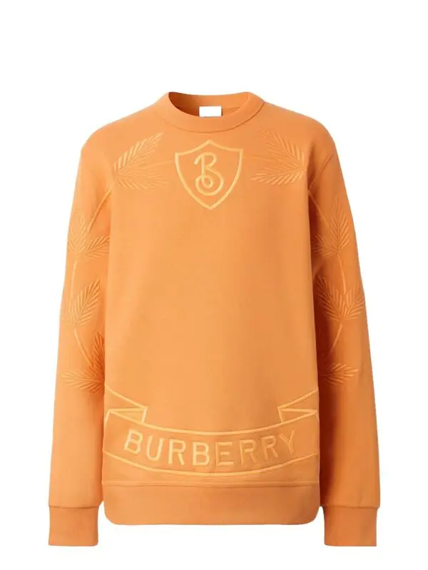 Burberry Embroidered Oak Leaf Crest Cotton Sweatshirt - Orange