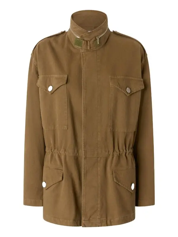 Pinko Cotton High-neck Jacket - Brown