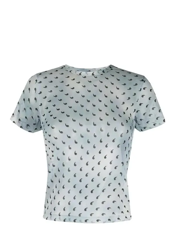 MAISON MARGIELA Sheer Printed Short Sleeve Top - Green