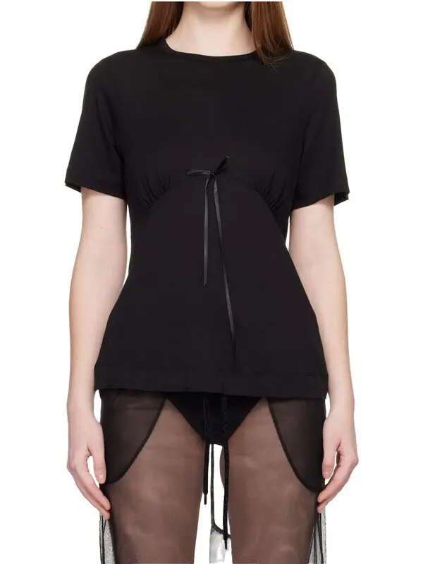 Simone Rocha Round Neck T-shirt With Bow Detail - Black