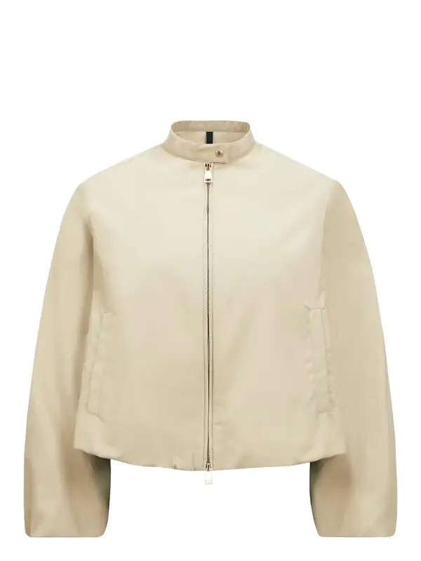 Moncler Logo Patch Zip-up Bomber Jacket - Light Beige