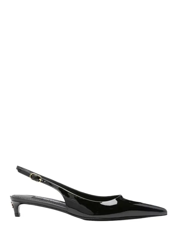 Dolce & Gabbana Pointed Toe Slingback Kitten Heels - Black